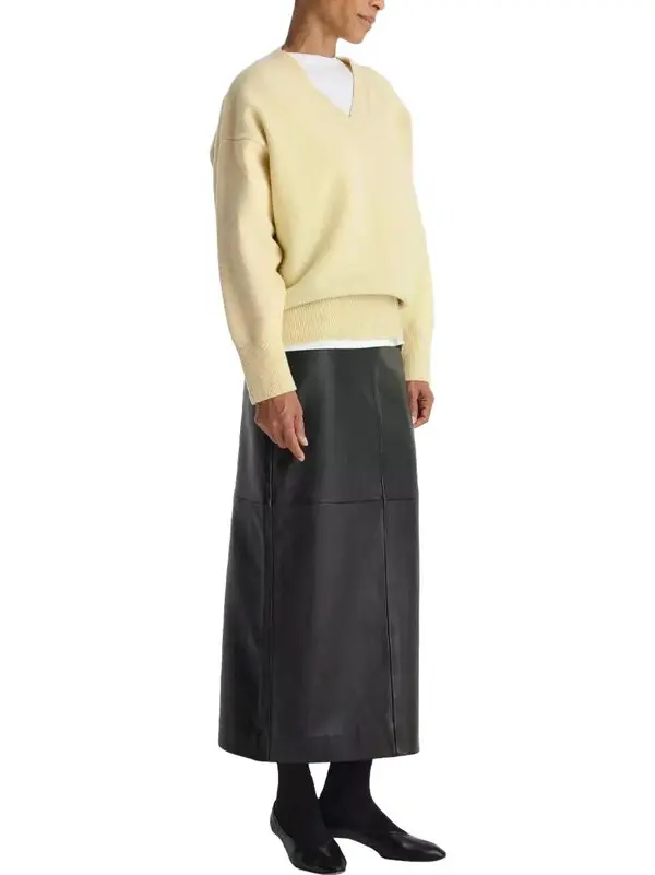 RÓHE Leather Midi Skirt - Black