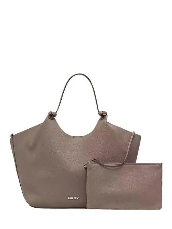Dkny Xl Paula Knotted-handle Pebbled-leather Tote Bag - Brown
