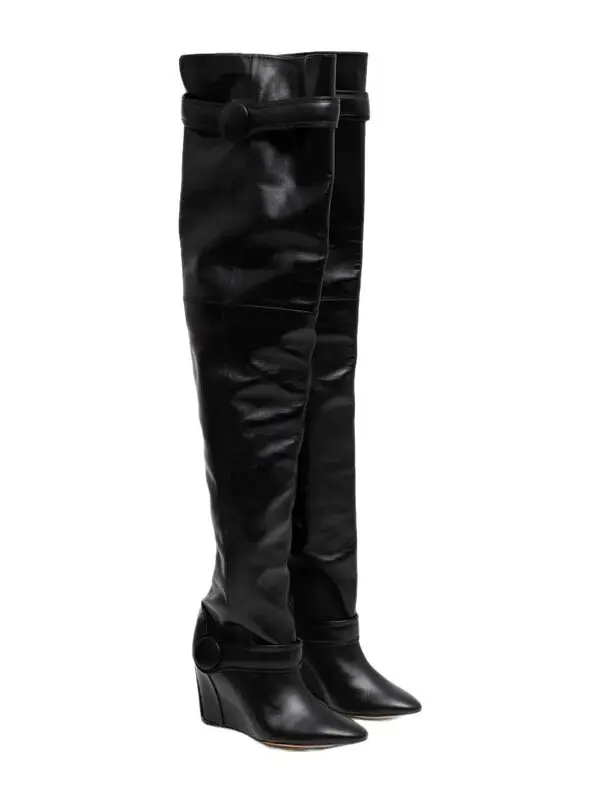 Vaquera Button-strap Over-the-knee Boots - Black