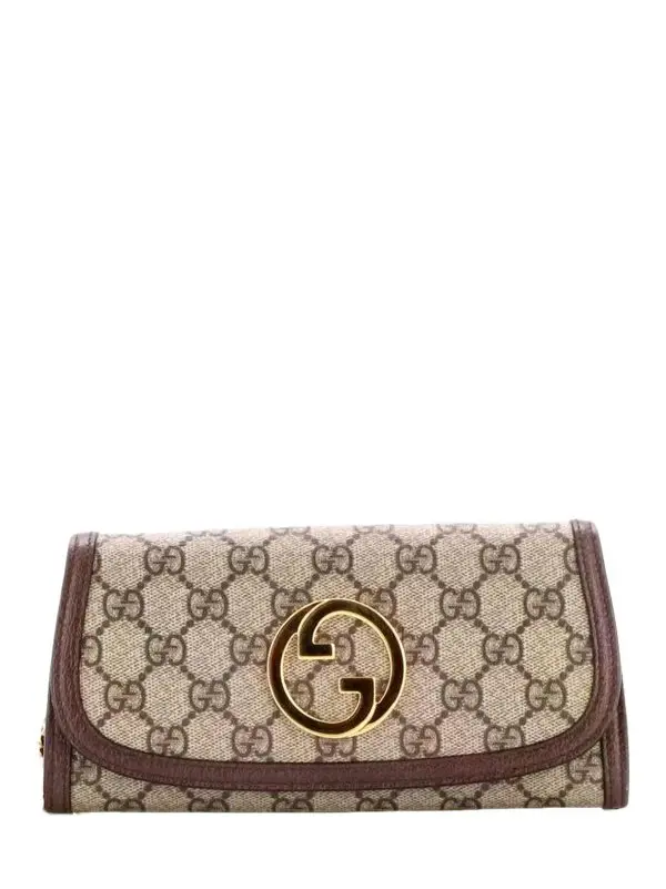 Gucci Blondie Nm Continental Chain Wallet Gg Coated Canvas Shoulder Bag - Brown