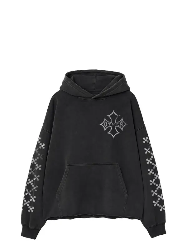 OTHER UK Icons Vintage Issue Raw Edge Oversized Hoodie Vintage - Black