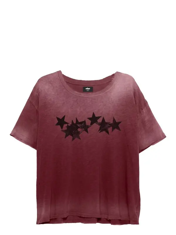 OTHER UK Stars Decay T Shirt Aged Oxblood - Red