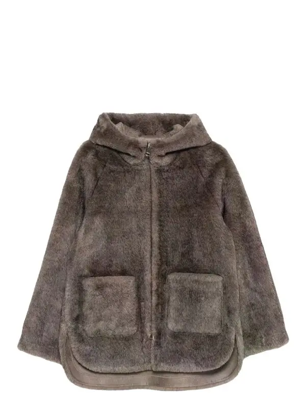 BETTA CORRADI Faux-fur Hooded Jacket - Grey
