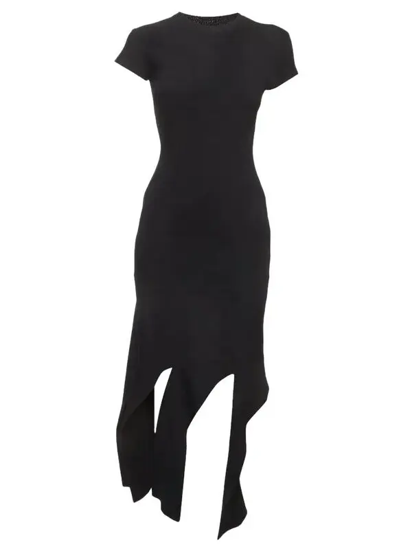 Stella McCartney Rib-knit Asymmetric Dress - Black
