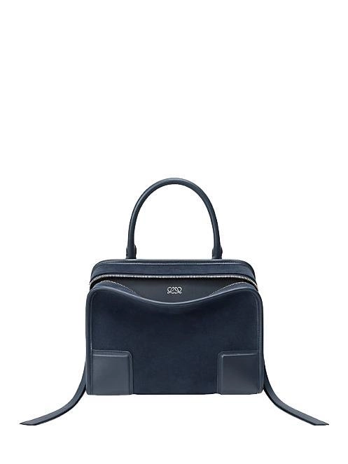 Loewe Amazona 180 Small Suede Top-handle Bag - Deep Navy