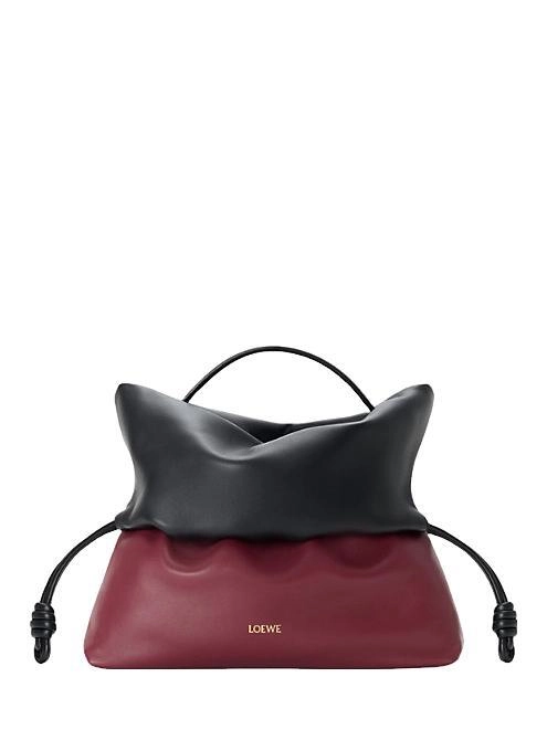 Loewe Flamenco Rolled Leather Shoulder Bag - Black/copper Red