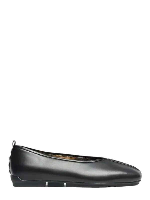 Ash Breeze Fur-lining Studded Leather Ballet Flats - Black
