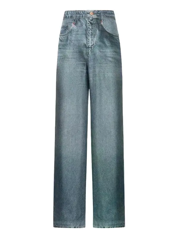 PIERRE-LOUIS MASCIA Aloe Faux-denim Silk Trousers - Blue