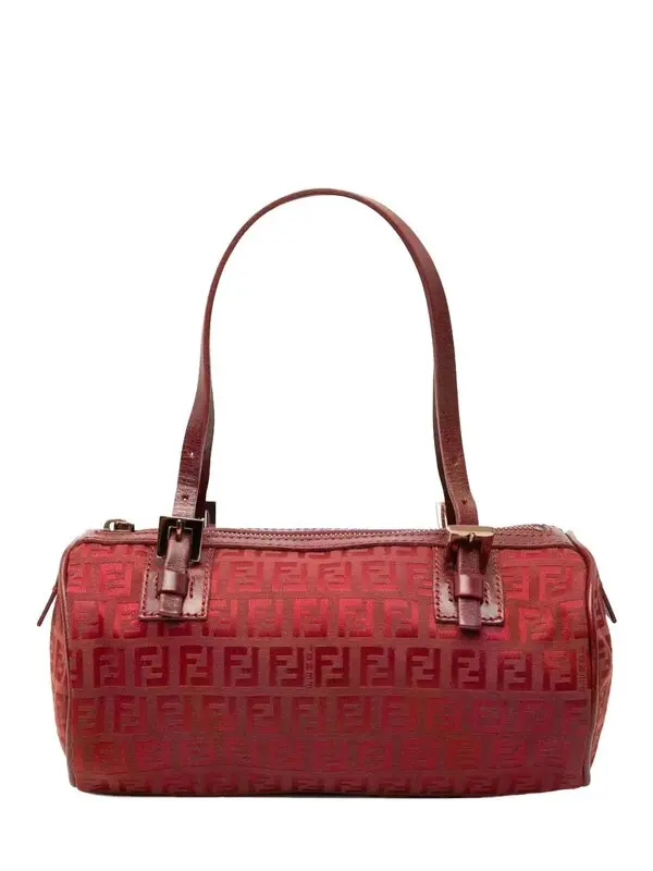 Fendi 2000-2010 Zucchino Canvas Barrel Handbag - Red