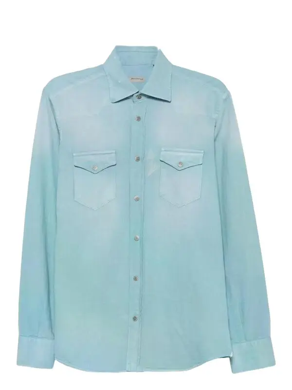SARTORIO NAPOLI Faded-effect Western-yoke Shirt - Blue