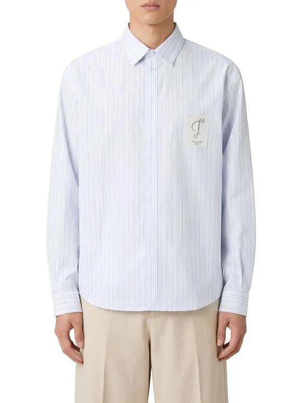 Jacquemus Striped Cotton Shirt With French Collar And Logo - Multicolor