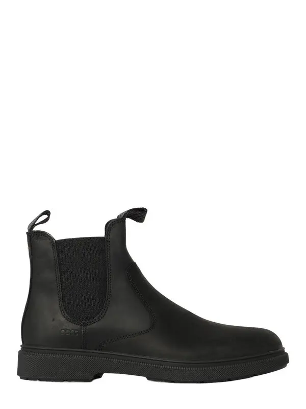 BOSS Ferling Full-grain Leather Chelsea Boots With Rubber Sole - Black
