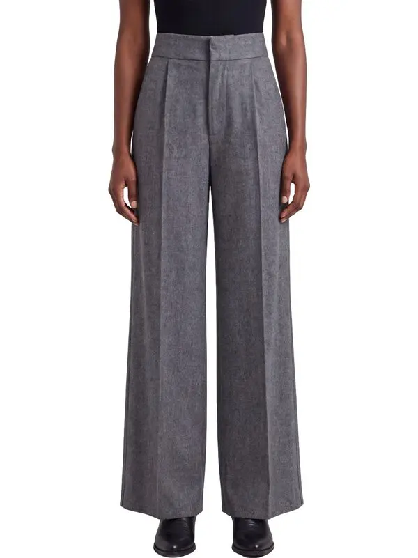 SA SU PHI High-waisted Wool And Cashmere Palazzo Trousers With Pleats - Grey