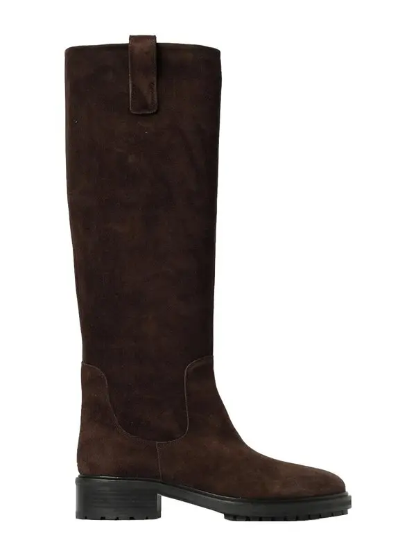 AeydĒ Henry Knee-high Suede Boots With A Round Toe And Notched Sole - Brown