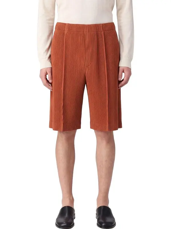 Issey Miyake Pleated Crêpe Knee-length Shorts Homme Pliss - Orange