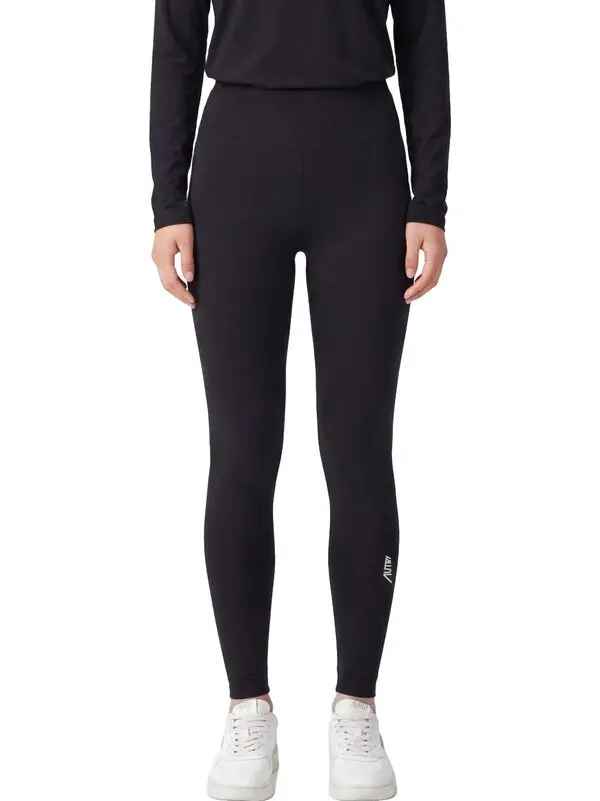 AUTRY High-waisted Technical Jersey Leggings With A Contrast Side Logo - Black
