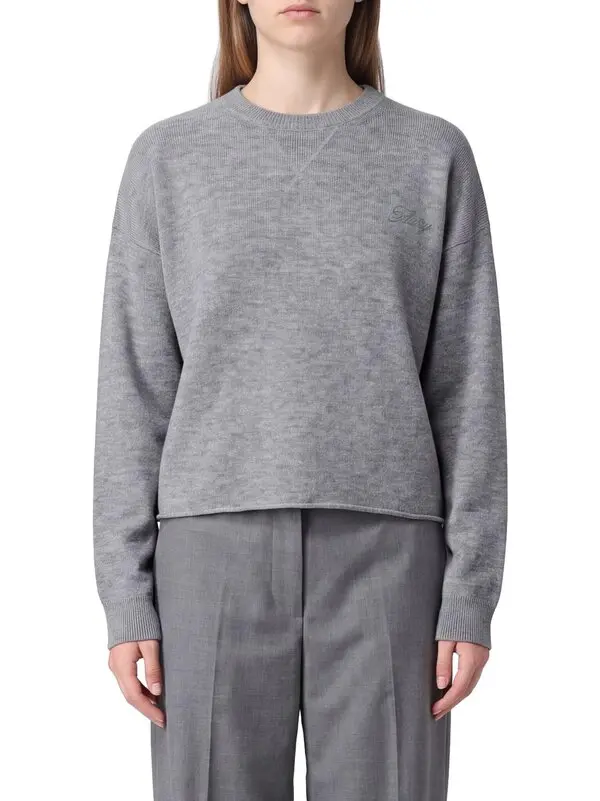 AUTRY Wool And Cashmere Crewneck Jumper With Ribbed Trims And An Embroidered Logo - Grey