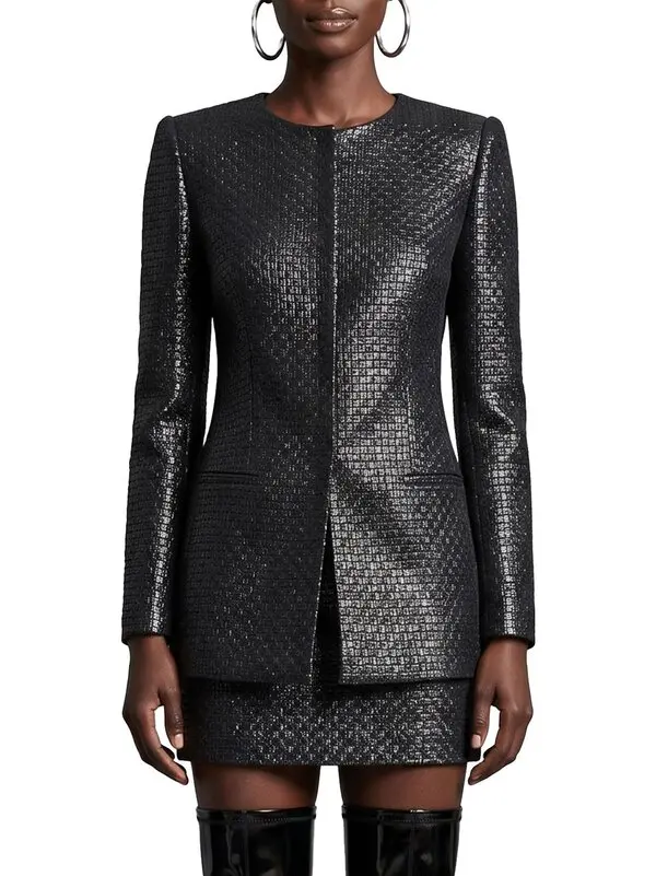 COLLINI MILANO 1937 Eva Slim Fit Woven Wool-blend Cropped Jacket - Black