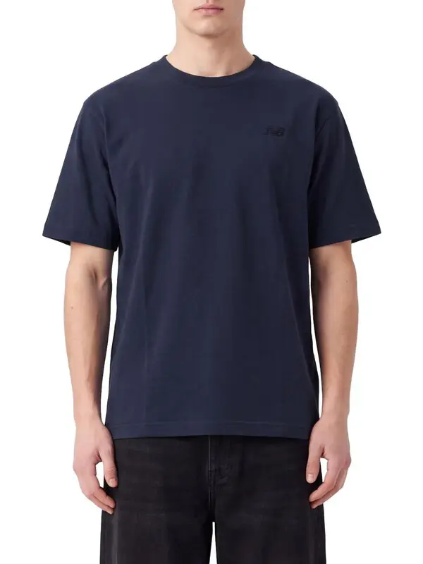 NEW BALANCE Tonal Logo Cotton Crew-neck T-shirt - Navy