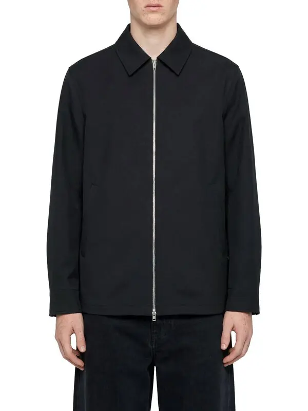 JIL SANDER Virgin Wool Shirt Jacket With Zip Closure - Black