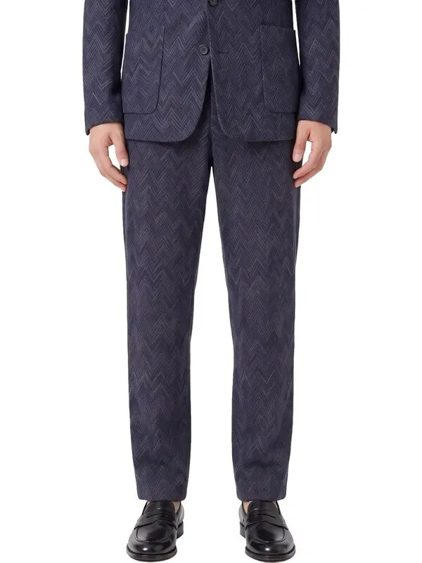 Missoni Slim Fit Zig-zag Wool Blend Chino Trousers - Blue