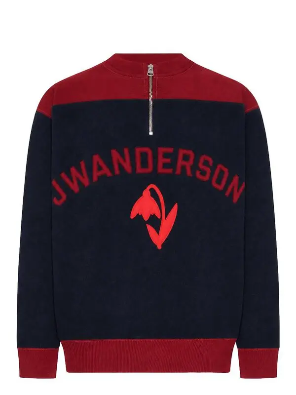 JW Anderson J.w.anderson Color-block Zip-detail Crew-neck Sweatshirt - Multicolor