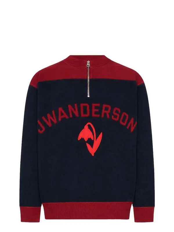 JW Anderson J.w.anderson Color-block Zip-detail Crew-neck Sweatshirt - Multicolor