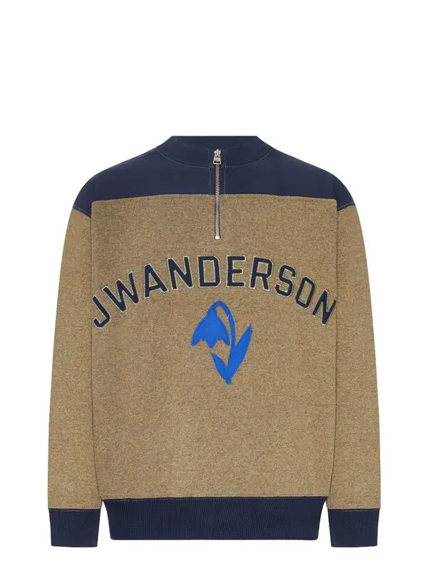 JW Anderson J.w.anderson Color-block Zip-detail Crew-neck Sweatshirt - Multicolor