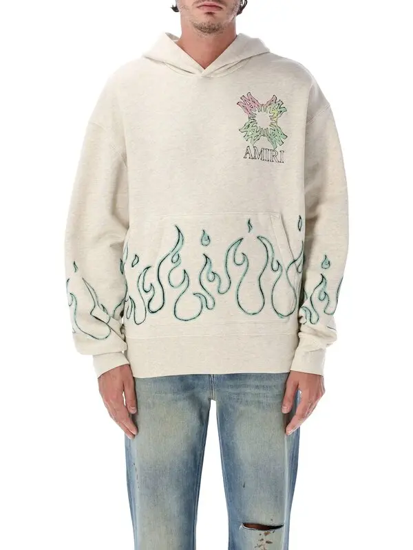 Amiri Flame Graphic Oversized Hoodie - Bianco