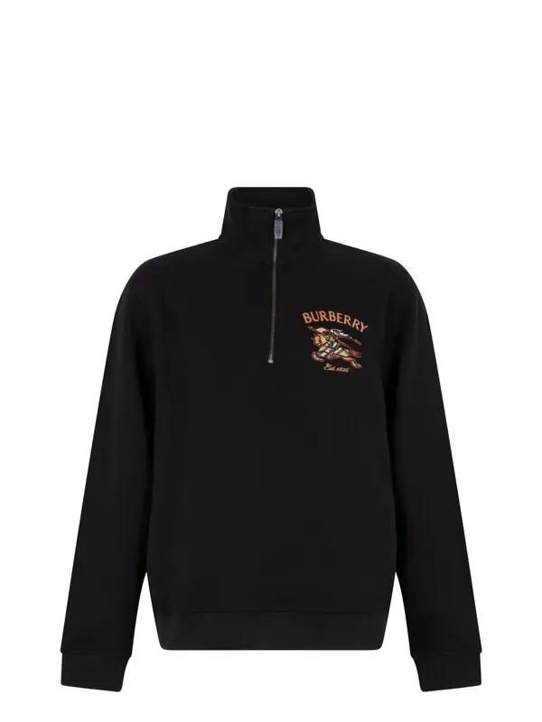 Burberry Cotton Zip-collar Sweatshirt - Black