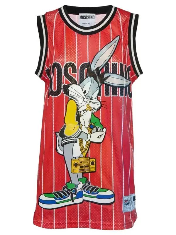 Moschino X Looney Tunes Striped Mini Dress - Red