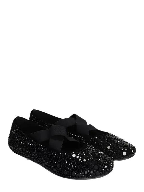 TWENTY FOURHAITCH Aevi Crystal-embellished Crossover-strap Ballet Flats - Black