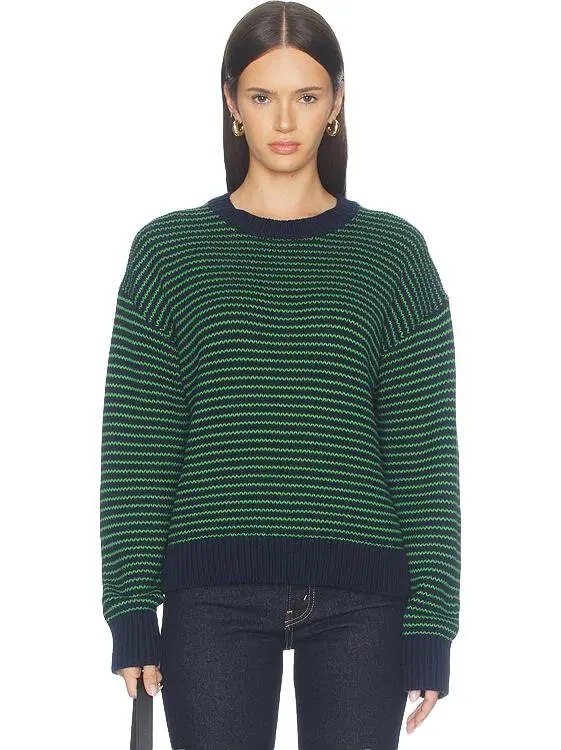 PISTOLA Aura Relaxed Crew Neck Sweater In Green - Midgreen