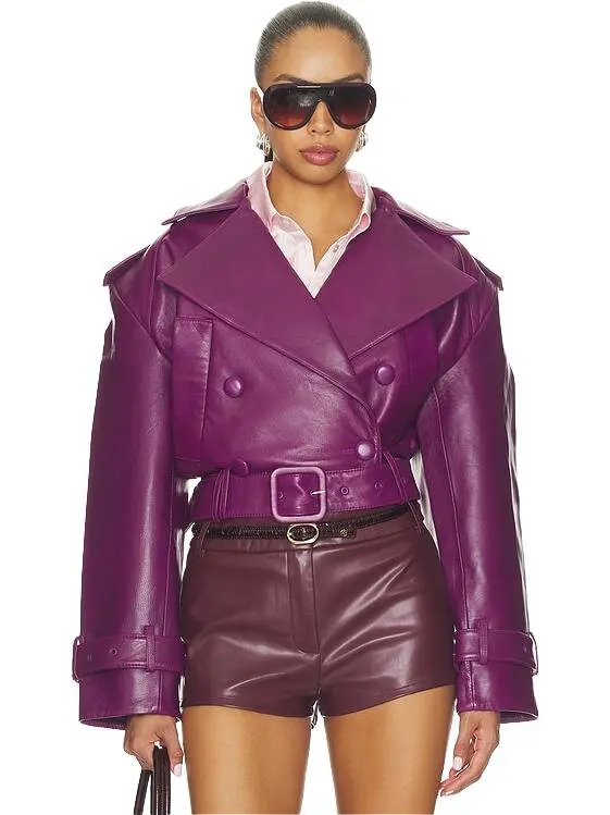 Retrofete Malene Leather Jacket In Purple - Violette