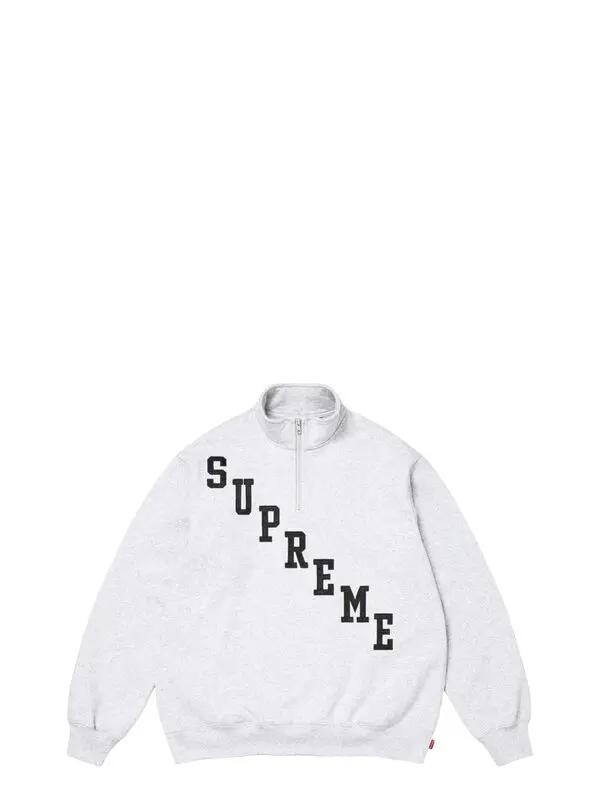 Supreme Fw26 Slant Appliqué Half Zip Pullover - Ash Grey