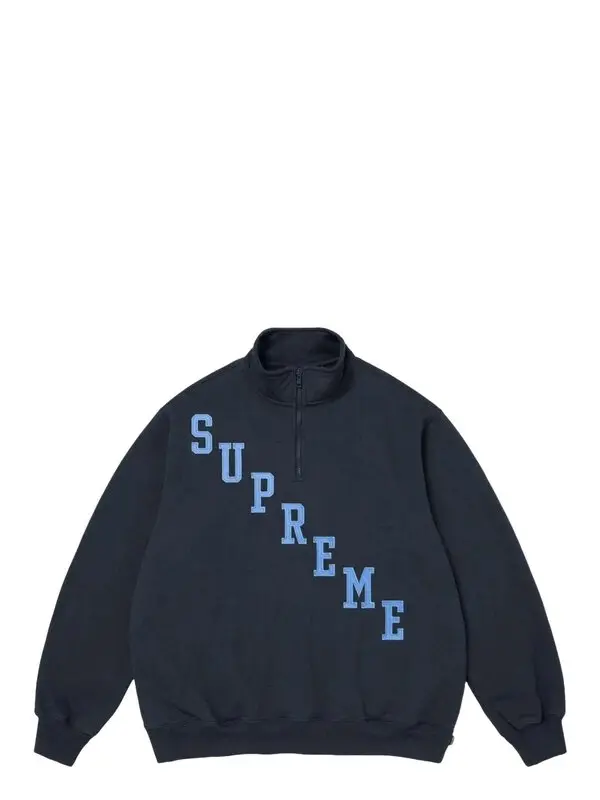Supreme Fw26 Slant Appliqué Half Zip Pullover - Navy