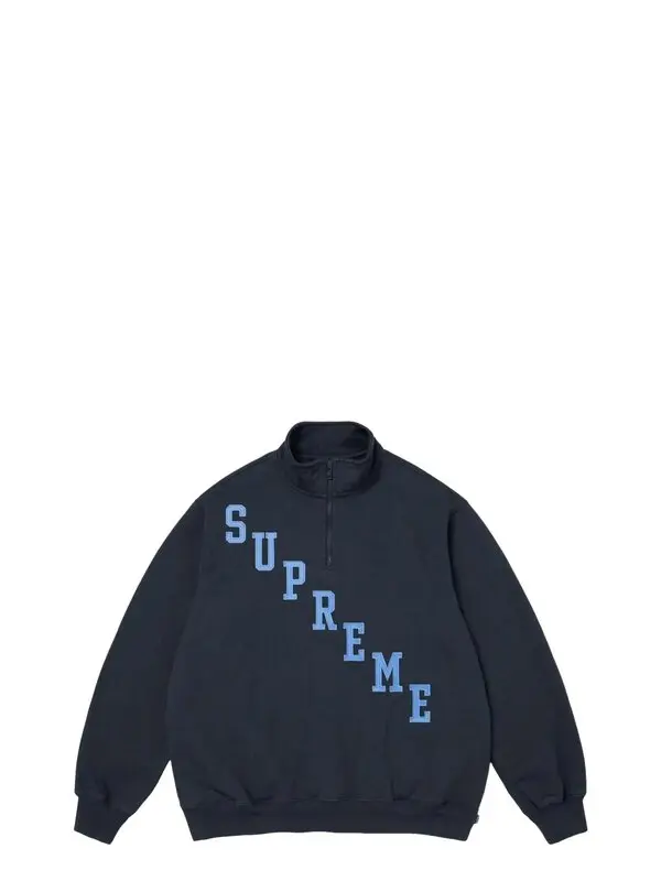 Supreme Fw26 Slant Appliqué Half Zip Pullover - Navy
