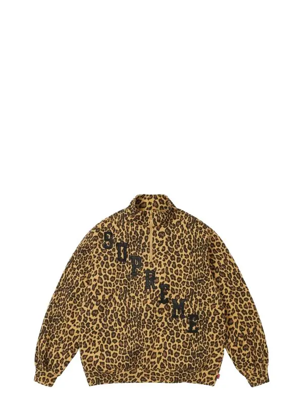 Supreme Fw26 Slant Appliqué Half Zip Pullover - Leopard