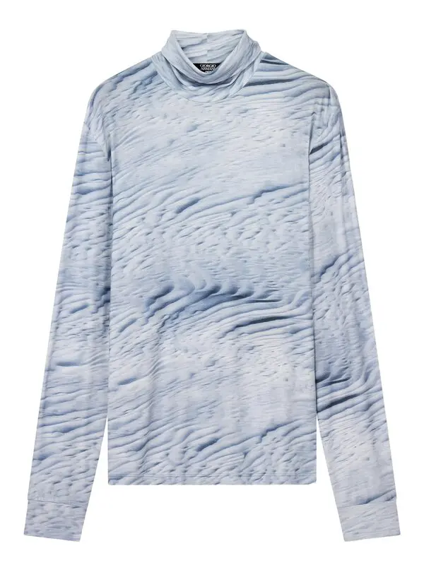 Giorgio Armani Dune-motif Jersey Mock-neck Top X Kith - Patterned