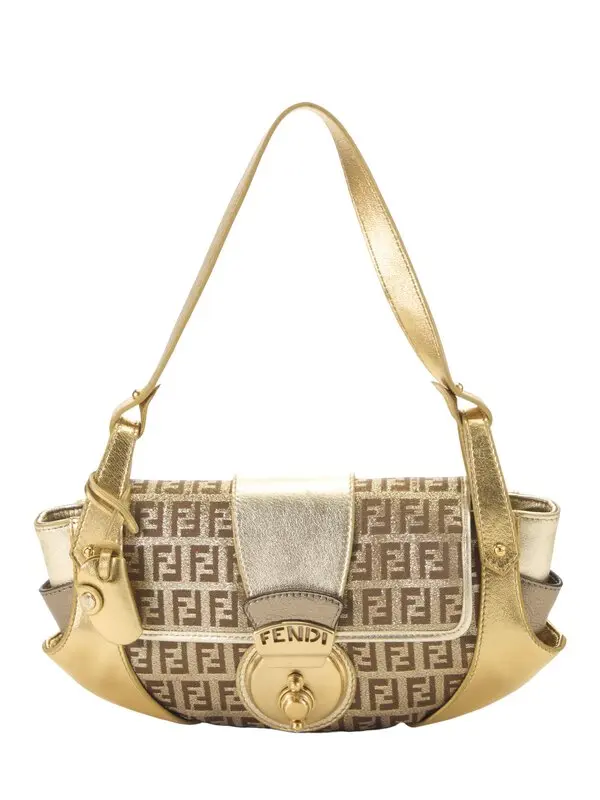 Fendi Zucchino Lurex Compilation Clutch - Gold