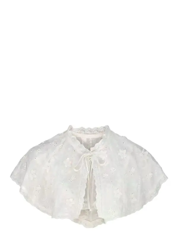 ATOIR Floral-embroidered Scalloped-edge Cape - Silver
