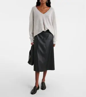 Max Mara Scilli Coated Jersey Midi Skirt
