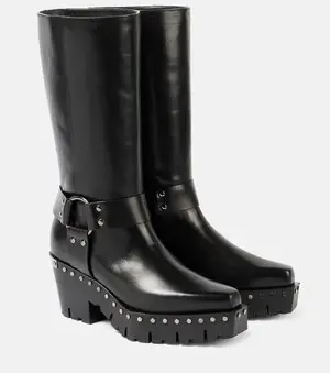 JIMMY CHOO Quinn 75 Studded Leather Biker Boots
