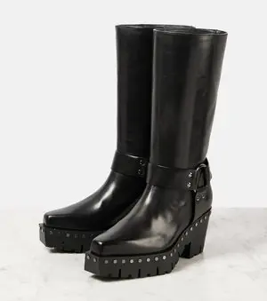 JIMMY CHOO Quinn 75 Studded Leather Biker Boots
