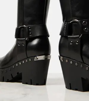 JIMMY CHOO Quinn 75 Studded Leather Biker Boots