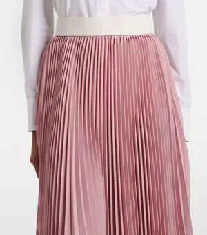 Stella McCartney Pleated Maxi Skirt With Leather Trim