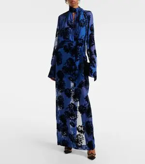 Nina Ricci Devoré Velvet Maxi Skirt