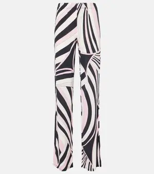Emilio Pucci Iride Jersey Satin Straight Leg Trousers