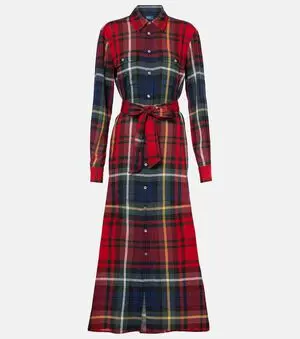 Polo Ralph Lauren Checked Cotton-blend Shirt Dress - Brown