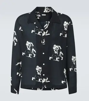 BODE Football Silhouette Printed Linen Shirt